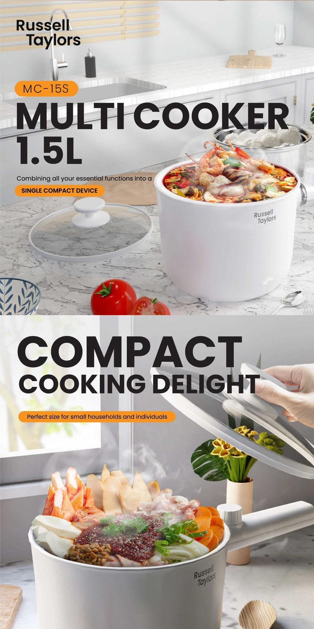 Russell Taylors Multi Cooker Steamer Hotpot Steam Soup Cooker Egg ...