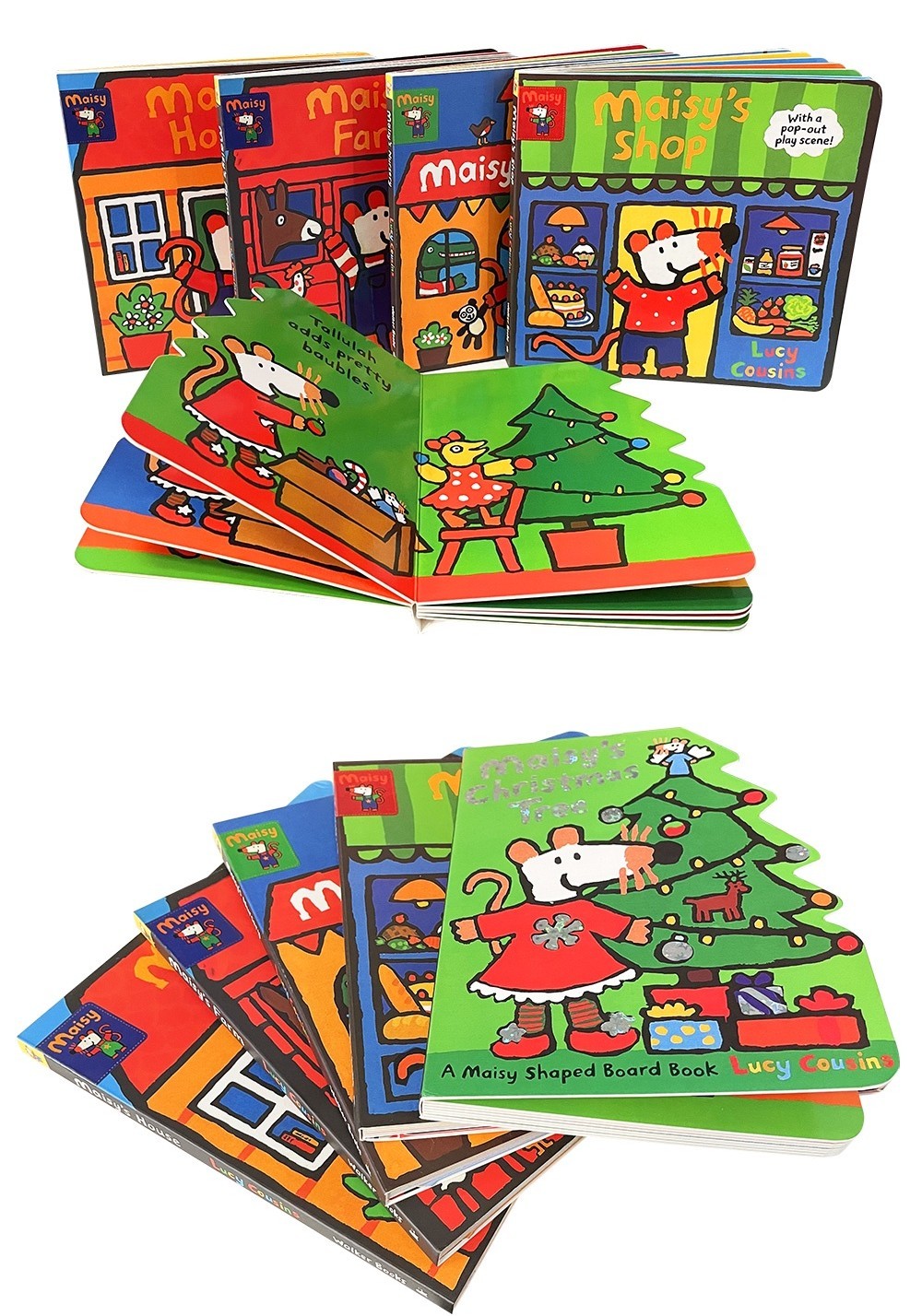 5Books Maisy Christmas Mouse House Farm 3D Board Book IQ EQ Practice ...