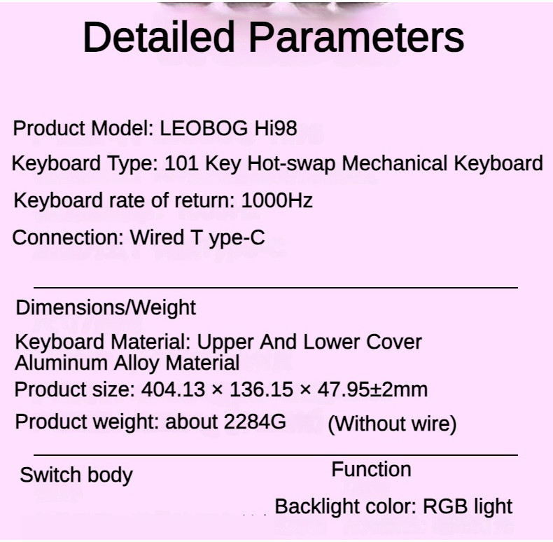LEOBOG Hi98 CNC Aluminum Mechanical Keyboard Wired RGB Custom Gasket ...