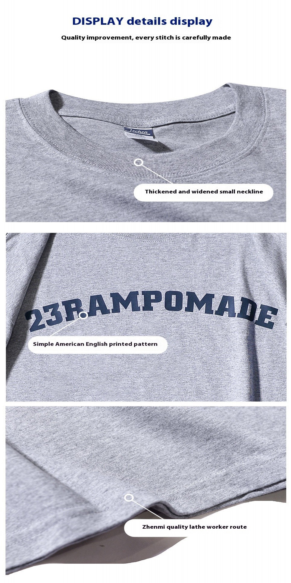 220g Heavy Short-Sleeved T-Shirt Summer Men's Loose Large Size Letter Printed Pure Cotton Half ...