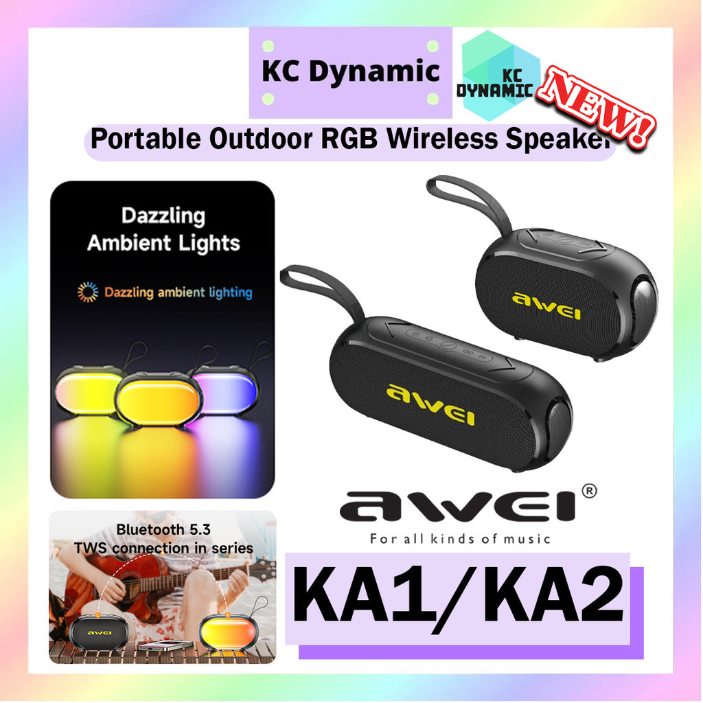 Awei KA1 KA2 TWS Bluetooth Speakers RGB Wireless Speaker IPX5 Waterproof Sound Enhanced Bass ...