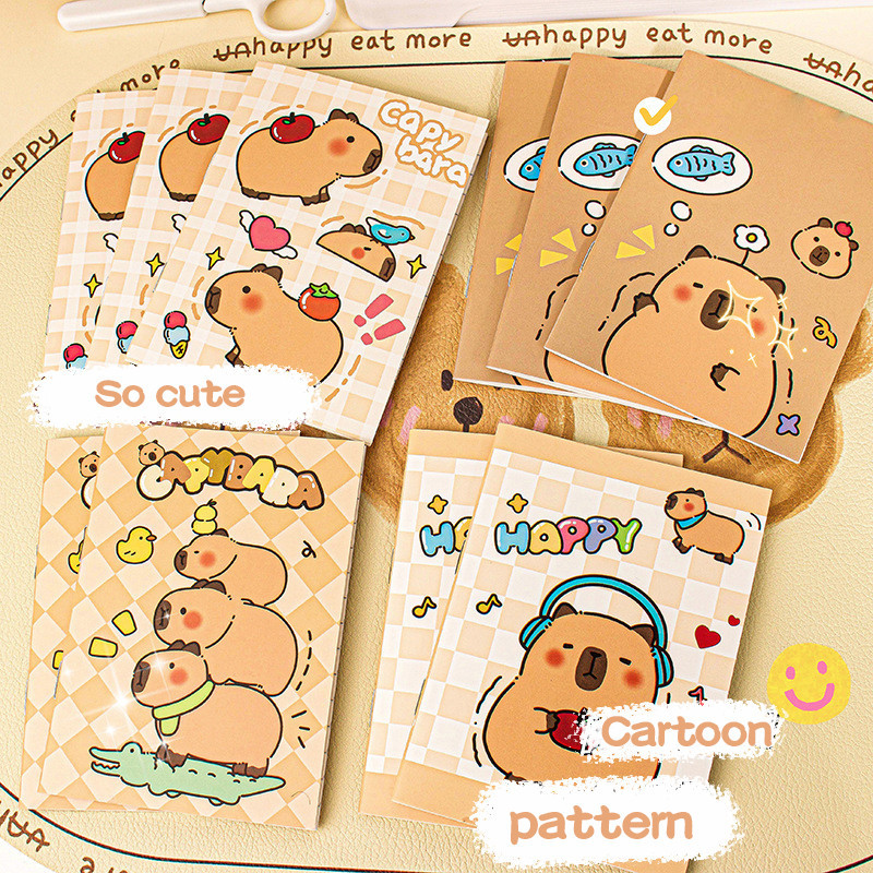 Cute Cartoon Capybara Notebook Bright Color Pattern Mini Notebooks ...