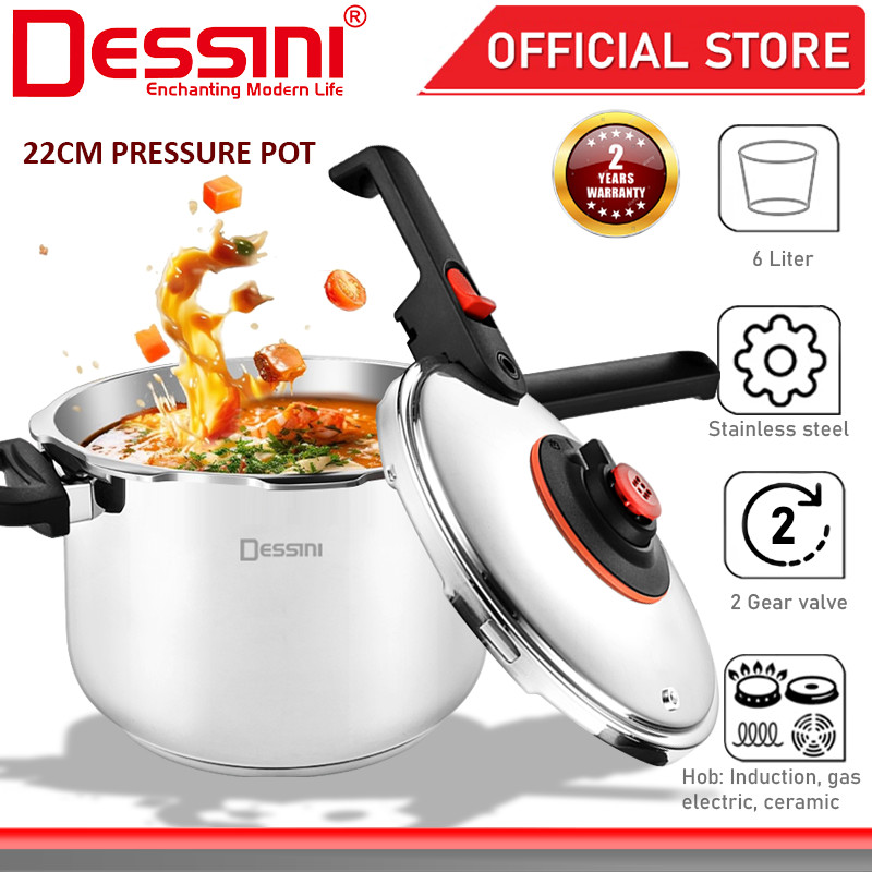 DESSINI ITALY 6L Non-stick Stainless Steel Induction Pressure Cooker ...