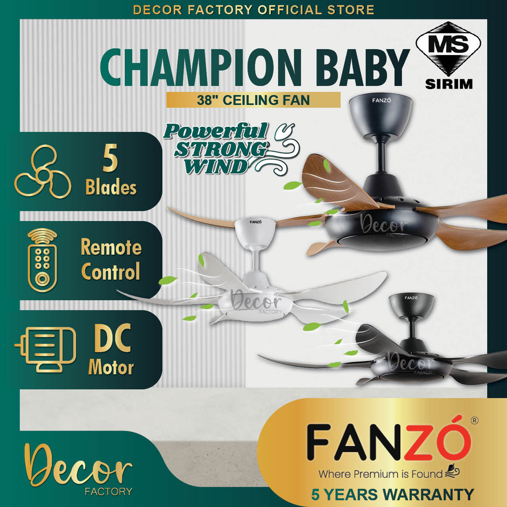 FANZÓ Fan FANZO CHAMPION Baby Fan [NEW] 38" 5 Blades 7 Speed DC Motor ...