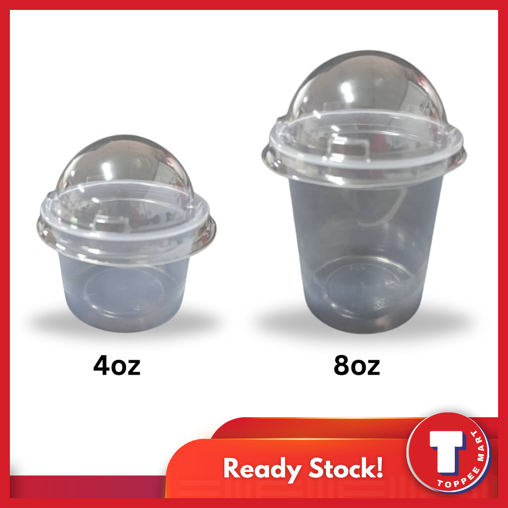 50pcs - 4oz & 8oz Round Container with Dome Lid / Disposable Plastic PP ...