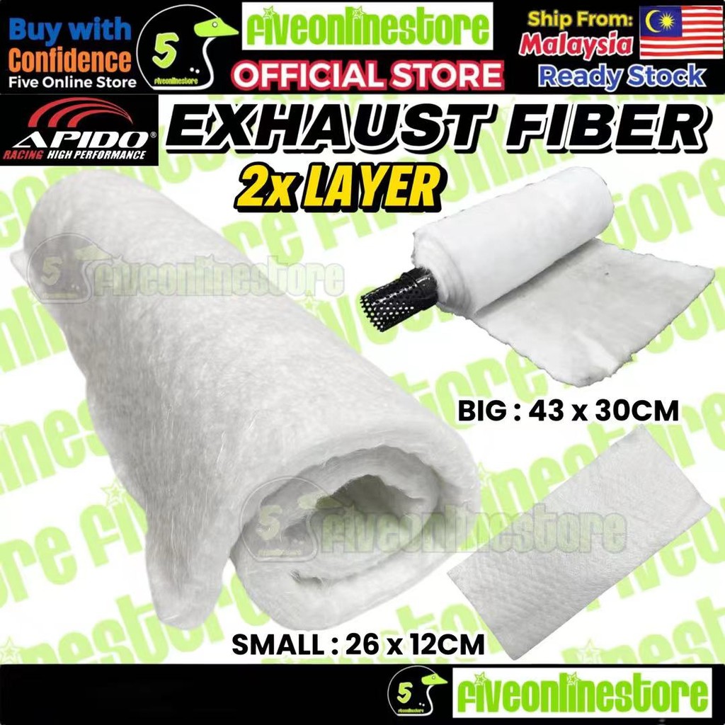 APIDO Racing White Fiberglass 2 Layer Exhaust Pipe Fiber Glass 43cm x ...
