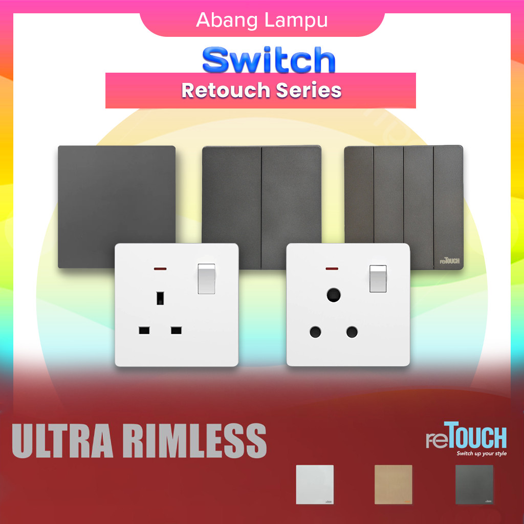 SIRIM Retouch Ultra Rimless Switch Socket White Matte Grey | Shopee ...