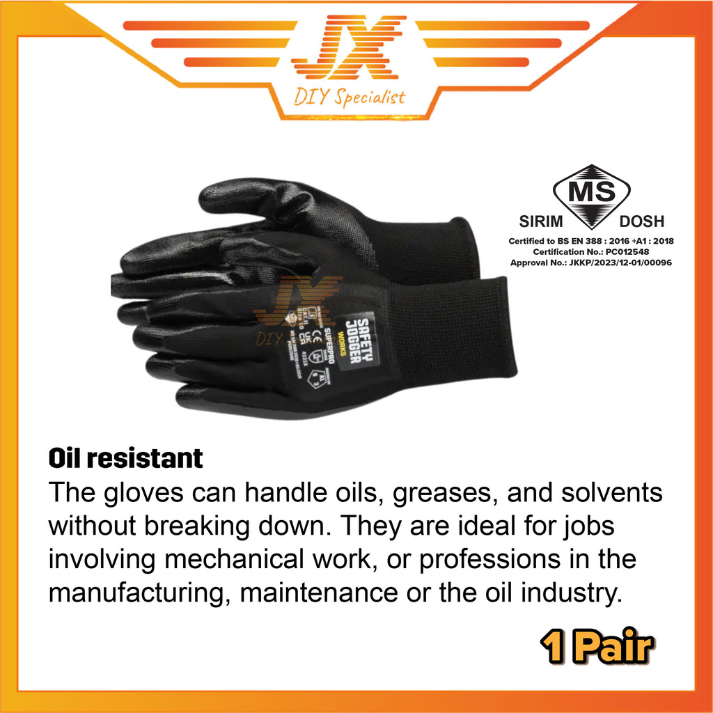 Safety Jogger Superpro 4121 Work Gloves PU Coating Glove 1 Pairs ...
