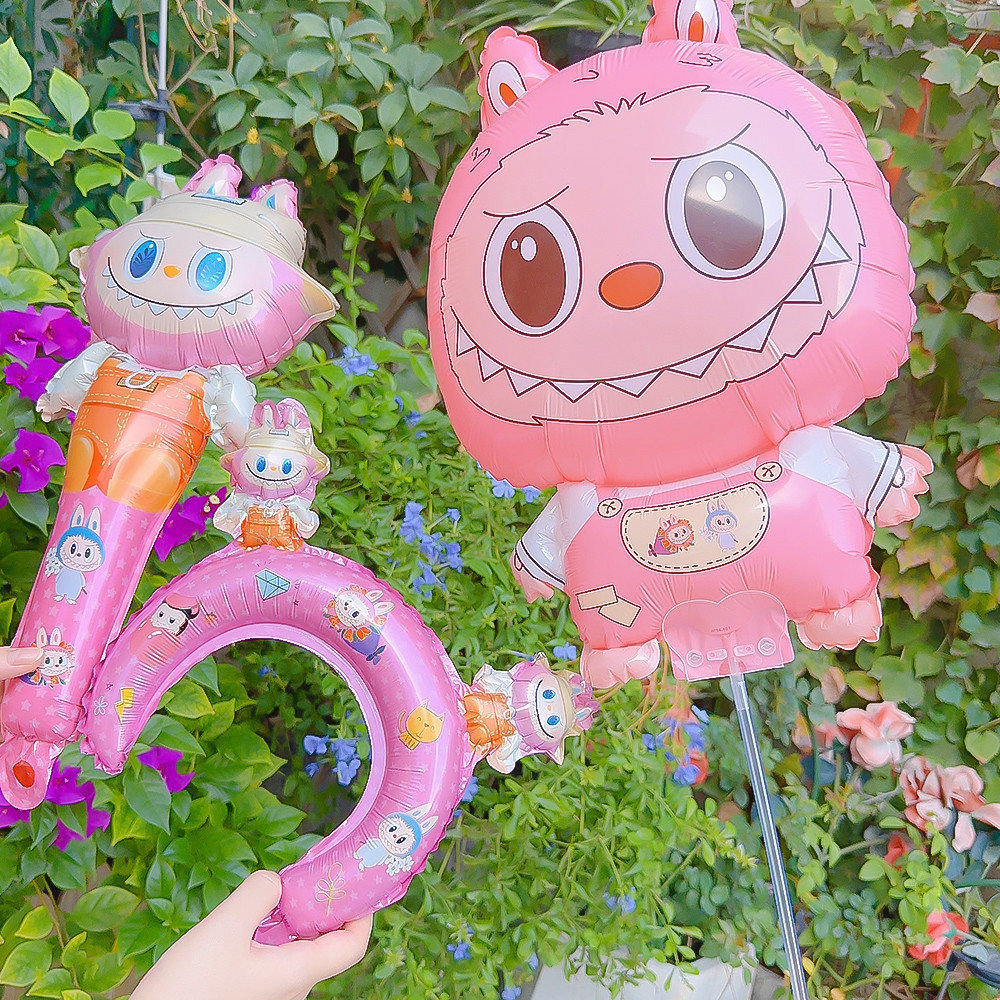 Labubu Cartoon Balloons Set - Birthday Holiday Ornament - Aluminum Foil ...