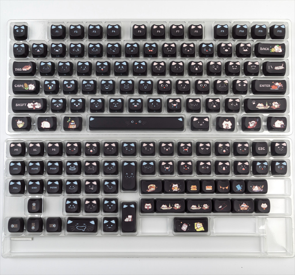 Black Meow Keycap MAO Profile Cat Emoji PBT Material DYE-Sublimation ...