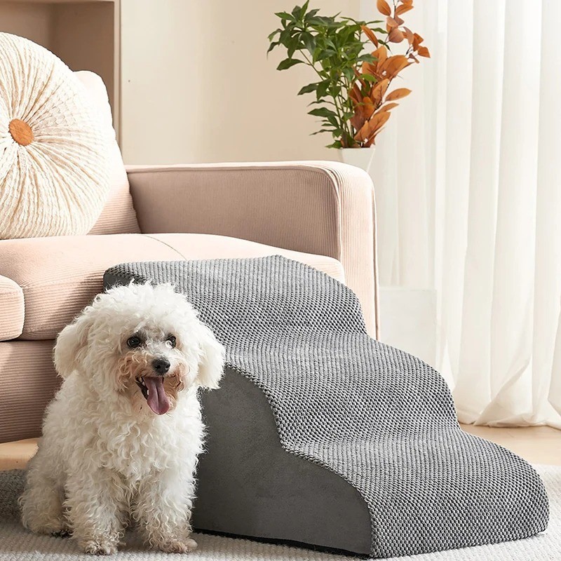 Memory Foam Dog Stairs Pet 1-4 Step Dog Stairs Ramp Portable Puppy ...