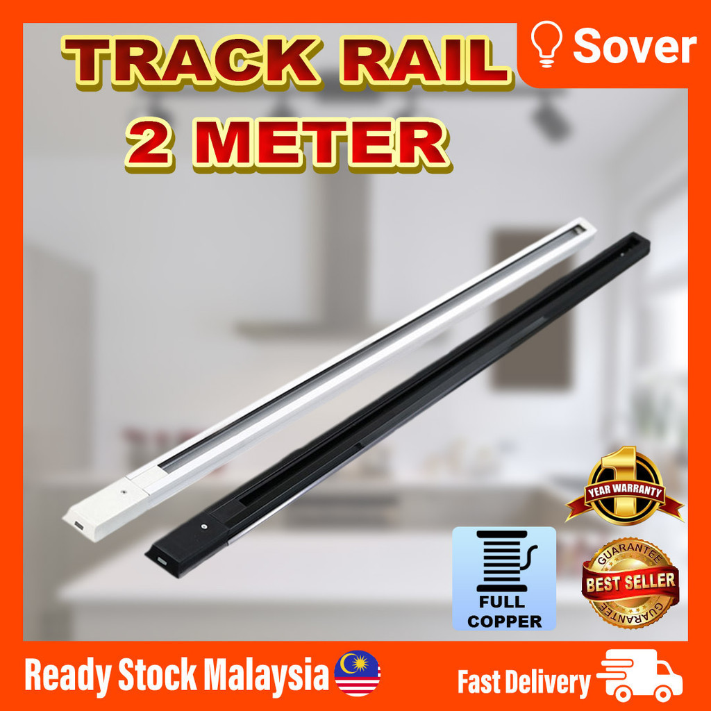 2 Meter Track rail Black OR White Lampu LED Track Light Ceiling Track ...