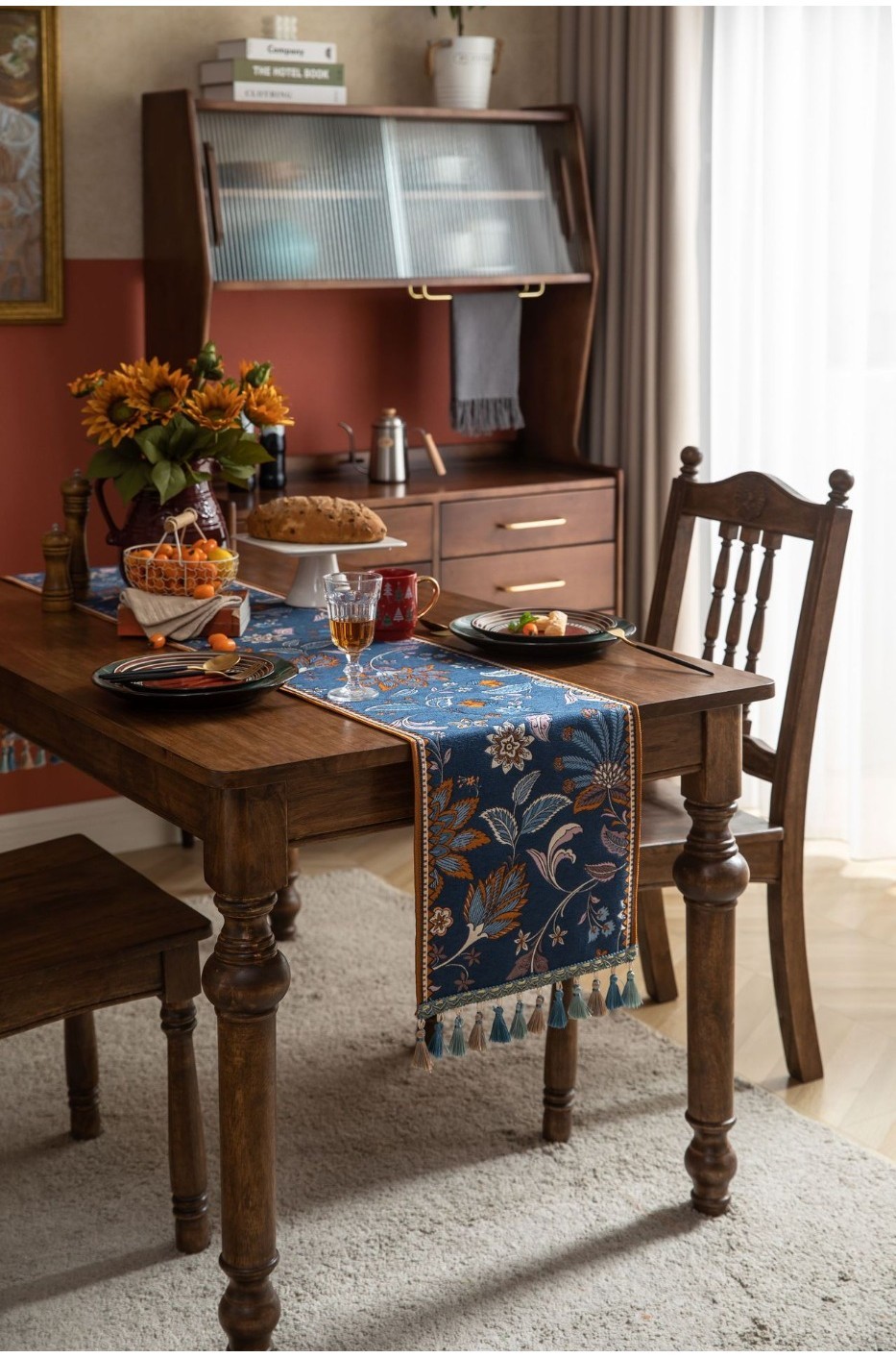 Jacquard Geometric Table Runner with Tassel for Home Party Decorative ...