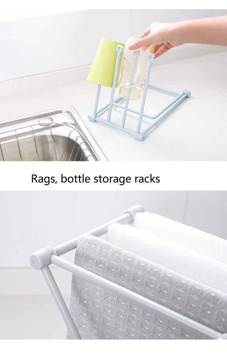 Foldable Kitchen Drying Rack Dish Towel Cup Storage Holder Desktop Hair ...