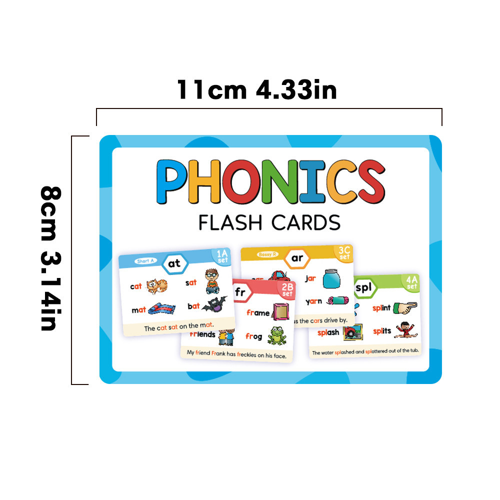 65Pcs Phonics English Flashcards for Kids Children Kindergarten CVC ...