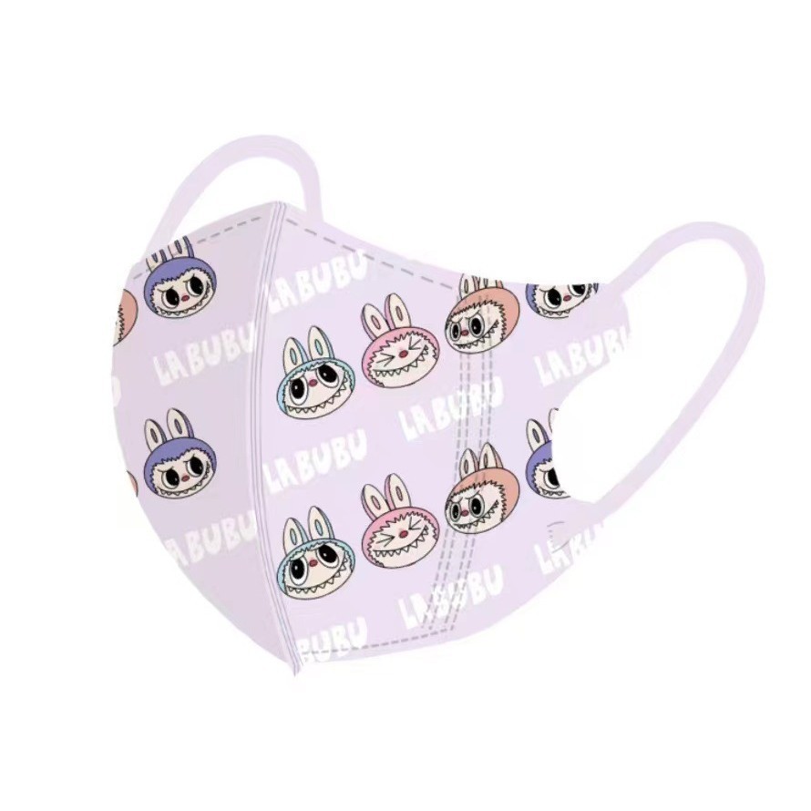 3D Pink Cute Labubu Mask Girl Cartoon Print Mask 3-12 Years Old Labubu ...