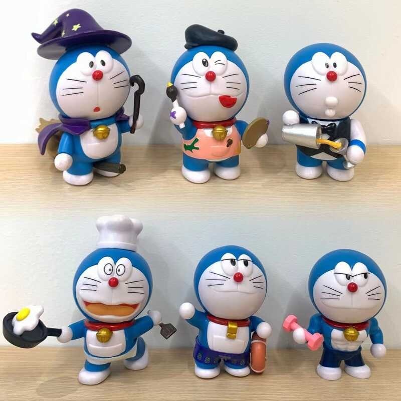 6 Styles Anime Doraemon Action Figure Blue Fat Cat Nobita Nobi Kawaii ...