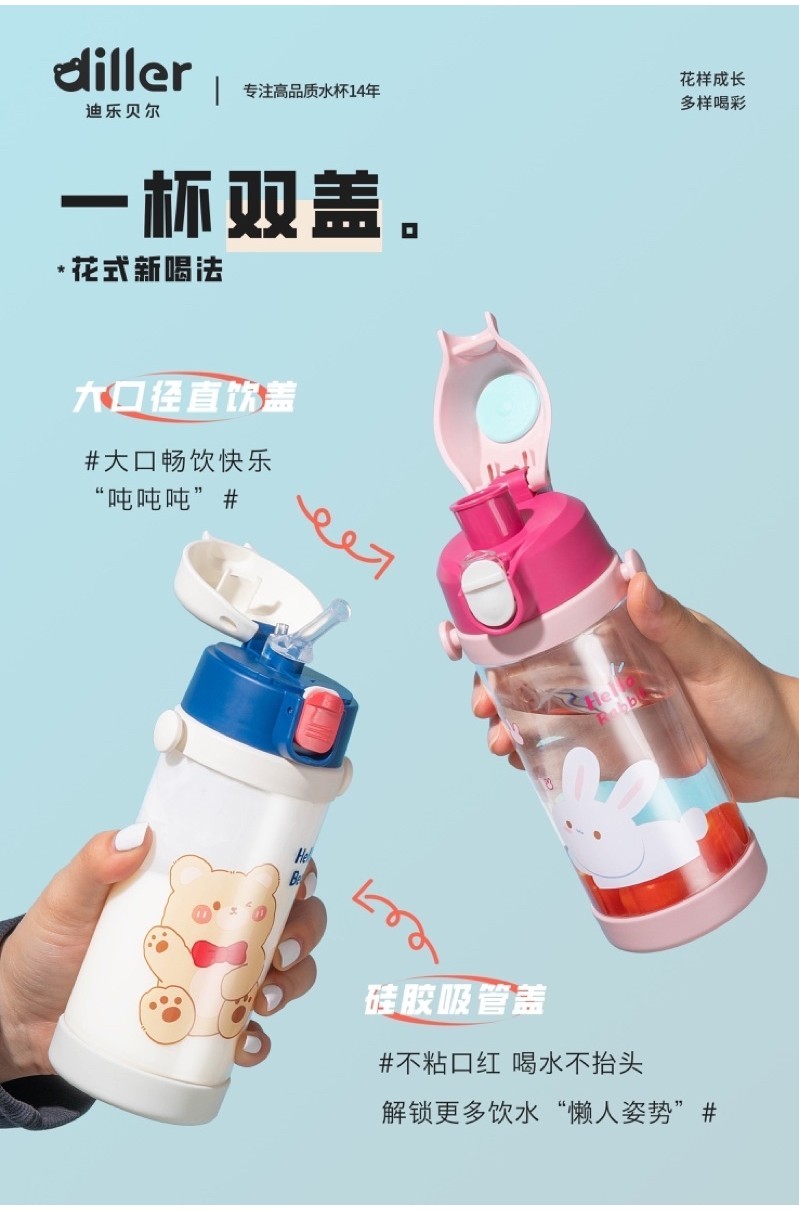 Diller Kid Botol Tritan Two Function Bottle Cap Straw Direct Water ...