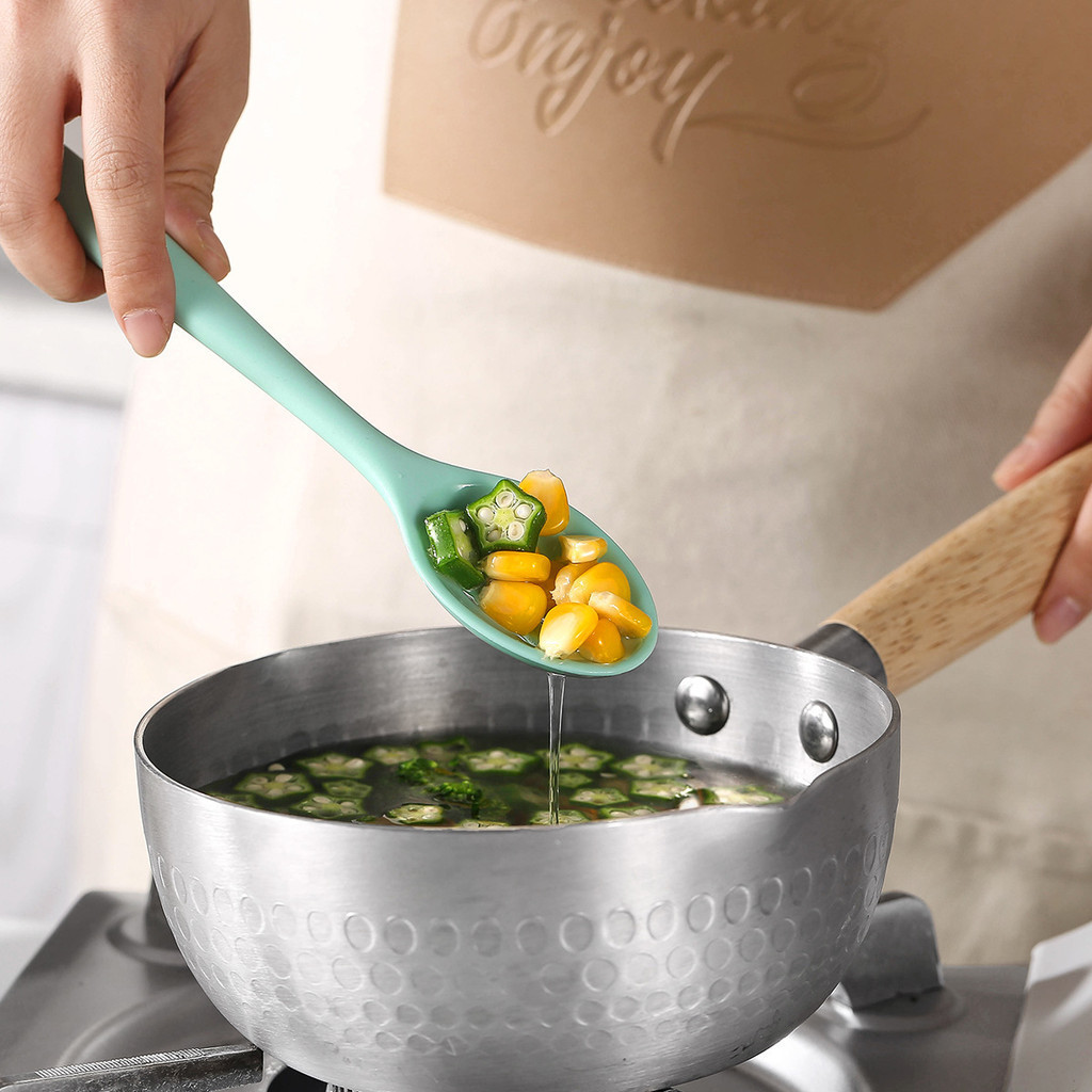 Nordic Green Silicone Spoon Food grade Silicone Mini 21cm Cooking Spoon ...