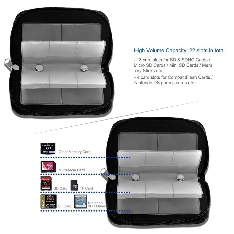 22 slots Memory Card SD card Storage Carrying Pouch Holder Wallet Case ...