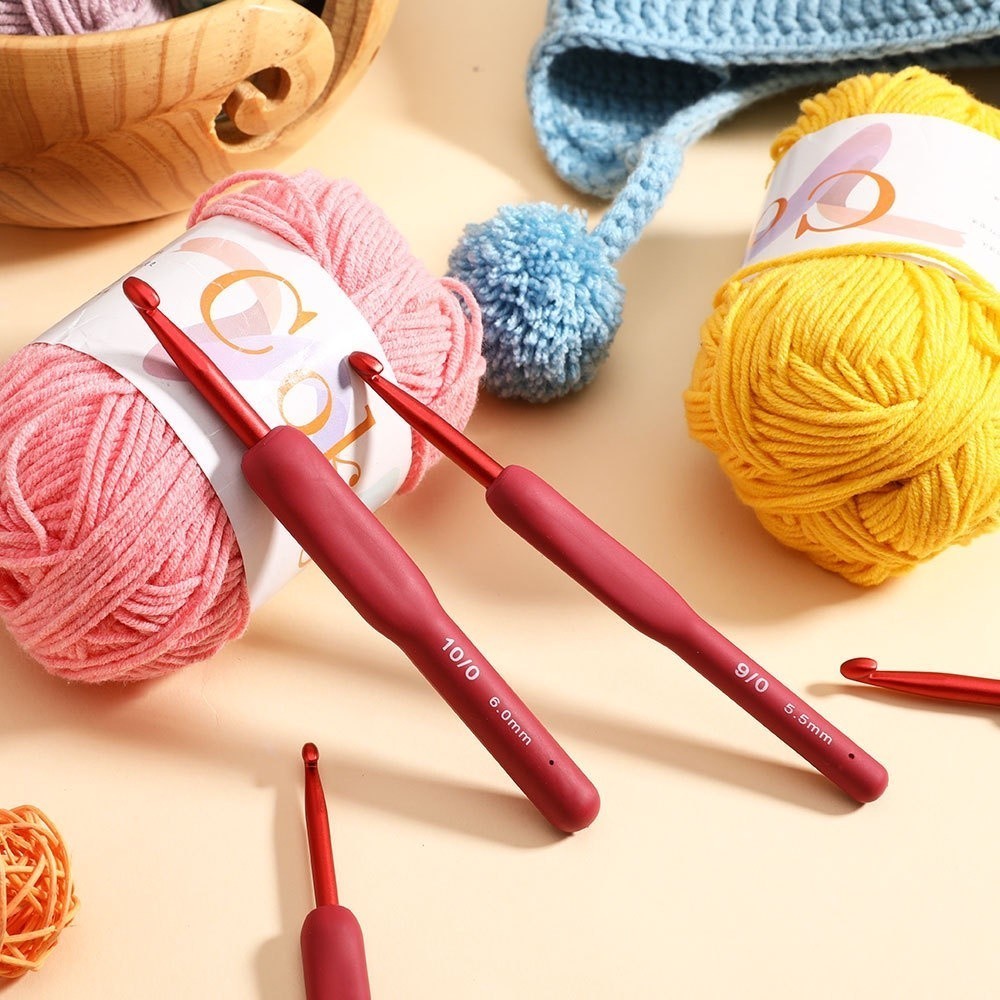 【Ready Stock】 9PCS Candy Soft Rubber Crochet Knitting Hook Jarum Kait ...