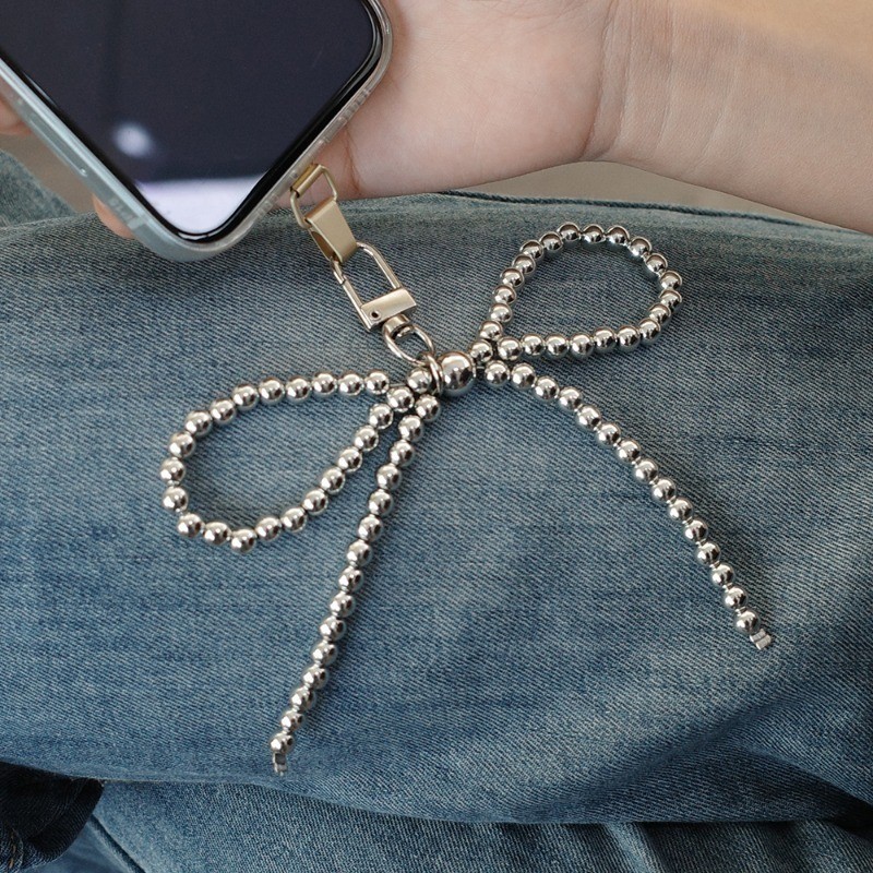 1 PC Pearl Bow Shaped Keychain - Girls Sweet Bowknot Ribbon Keyrings ...