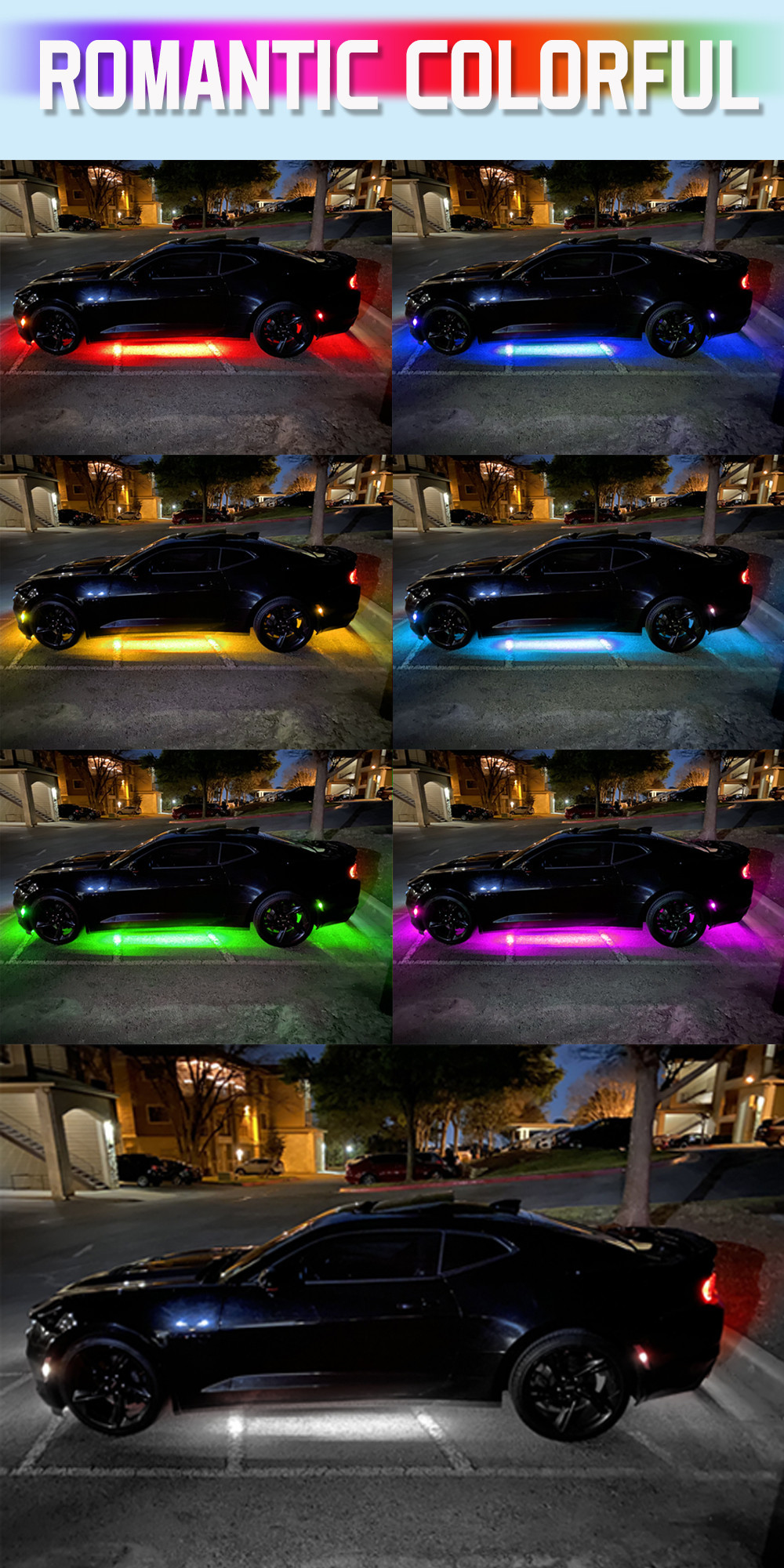 Car Flexible Underglow Strip Light LED Underbody Remote APP Control RGB ...