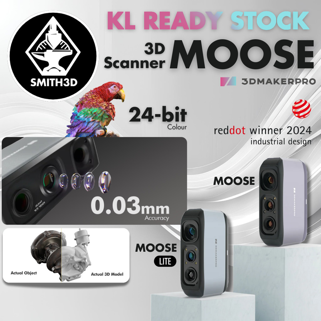 3DMakerPro Moose Series 3D Scanner, 0.03mm High Accuracy 24 bit color ...