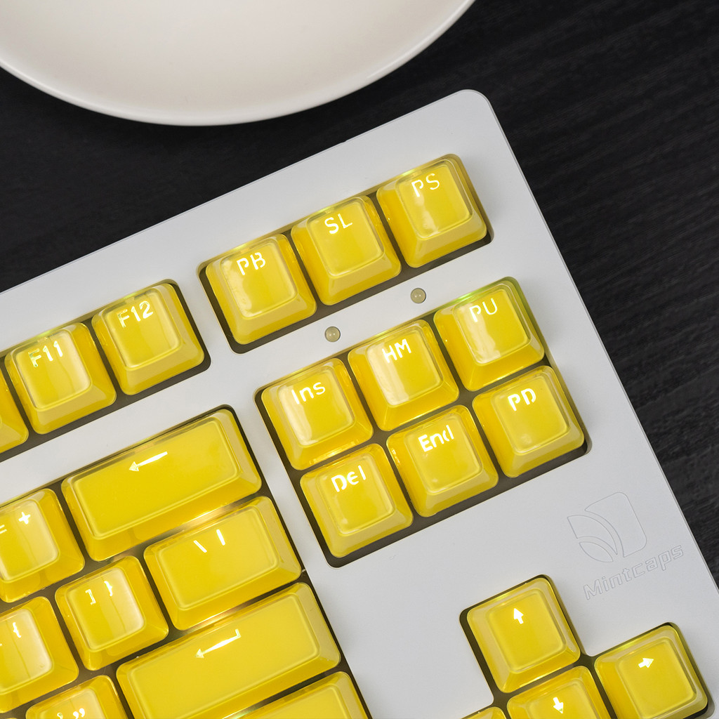 Crystal Yellow Jelly Keycaps OEM profile 106 Keys ABS Double shot ...