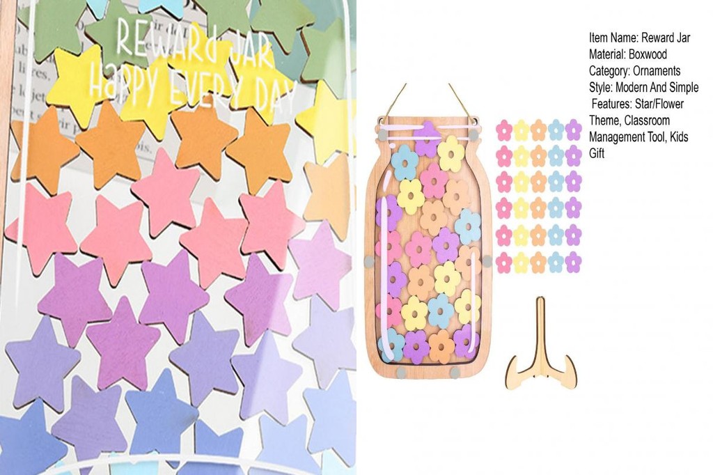 DA* Classroom Behavior Management Tool Wooden Star Reward Jar Wooden ...