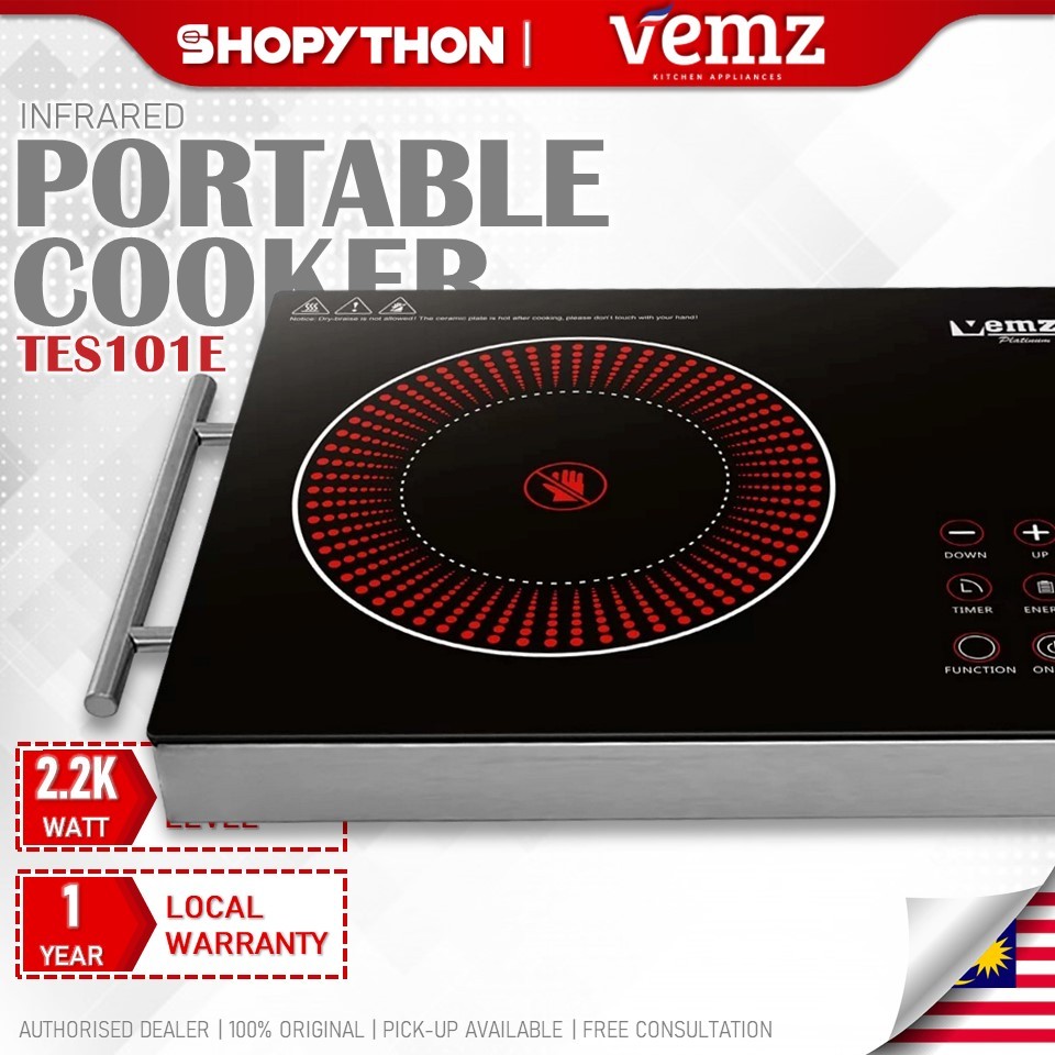 VEMZ Infrared Portable Cooker TES101E (2200w) EGO Heating Plate SCHOTT ...