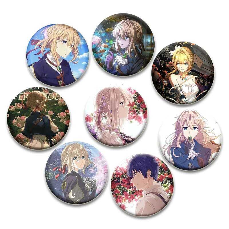 Tinplate Anime Button Pins Violet Evergarden Gilbert Bougainvillea ...
