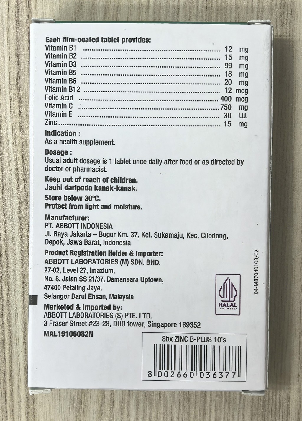 Abbott Surbex Zinc B-Plus Boost Your Energy 10 Filmtab (Exp: Aug 2026 ...