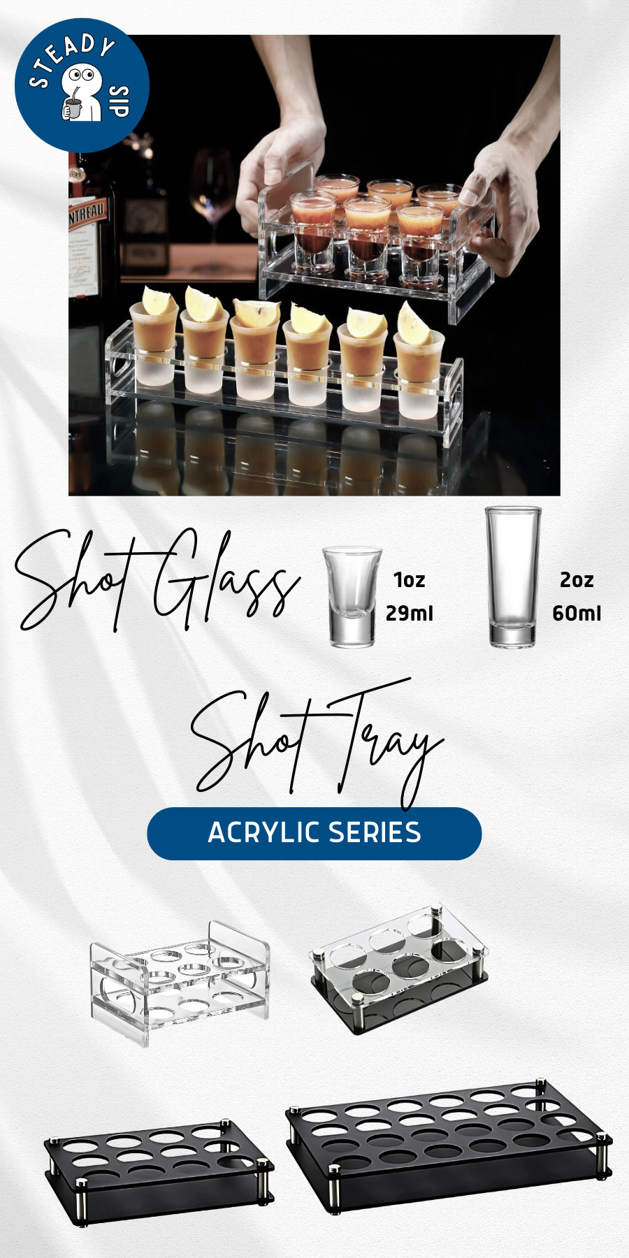 SteadySip Single Shot Glass Shooter Glass Liquor Shots Glass Set Shots ...