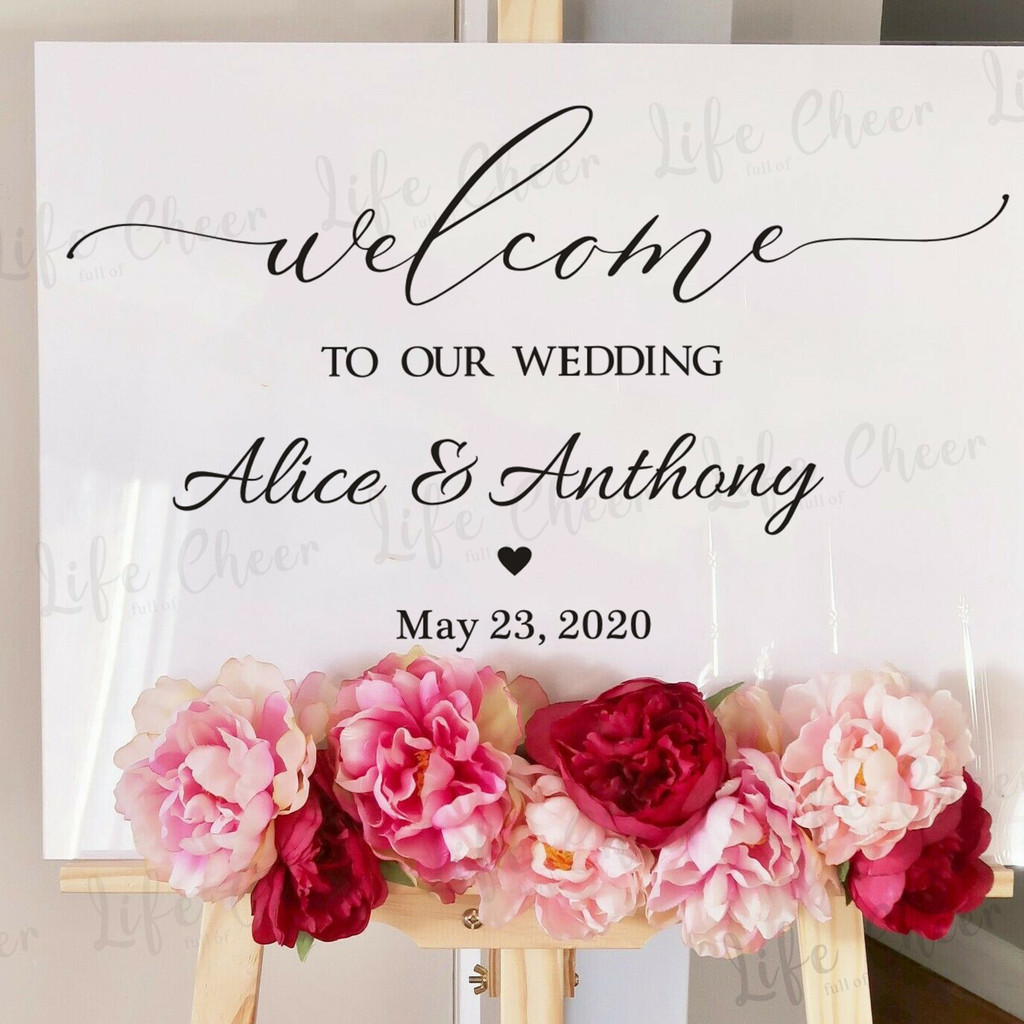 Welcome Wedding Sign Vinyl Sticker Personalized Any Texts Board Decals ...