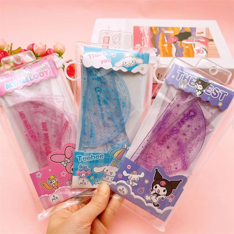 Sanrio Ruler My Melody Kuromi Cinnamoroll Ruler Set Cute Cartoon ...