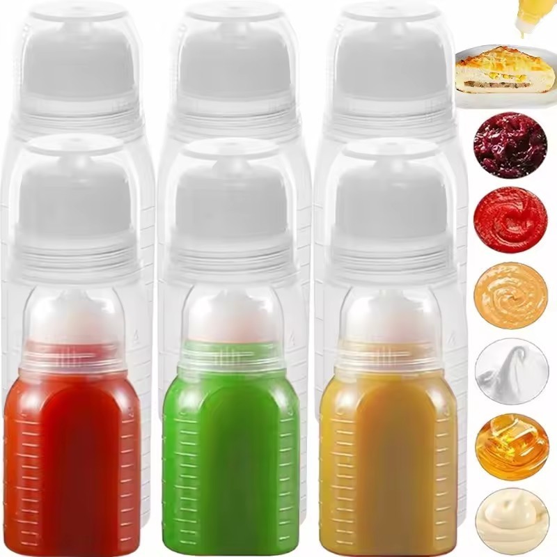 30/60/100ML Squeeze Condiment Bottle - Plastic Mini Sauces Dispenser ...
