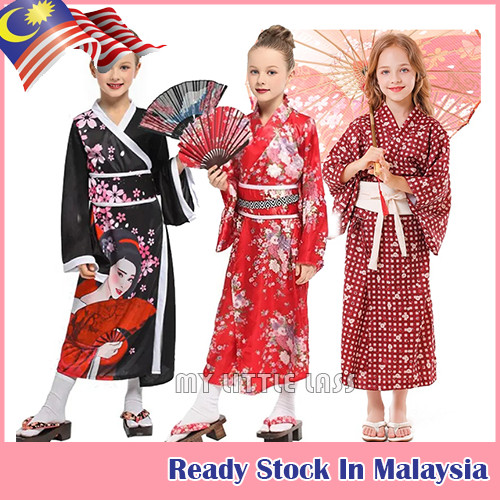 MYLITTLELASS Children Girl Floral Japanese Traditional Kimono Robe ...