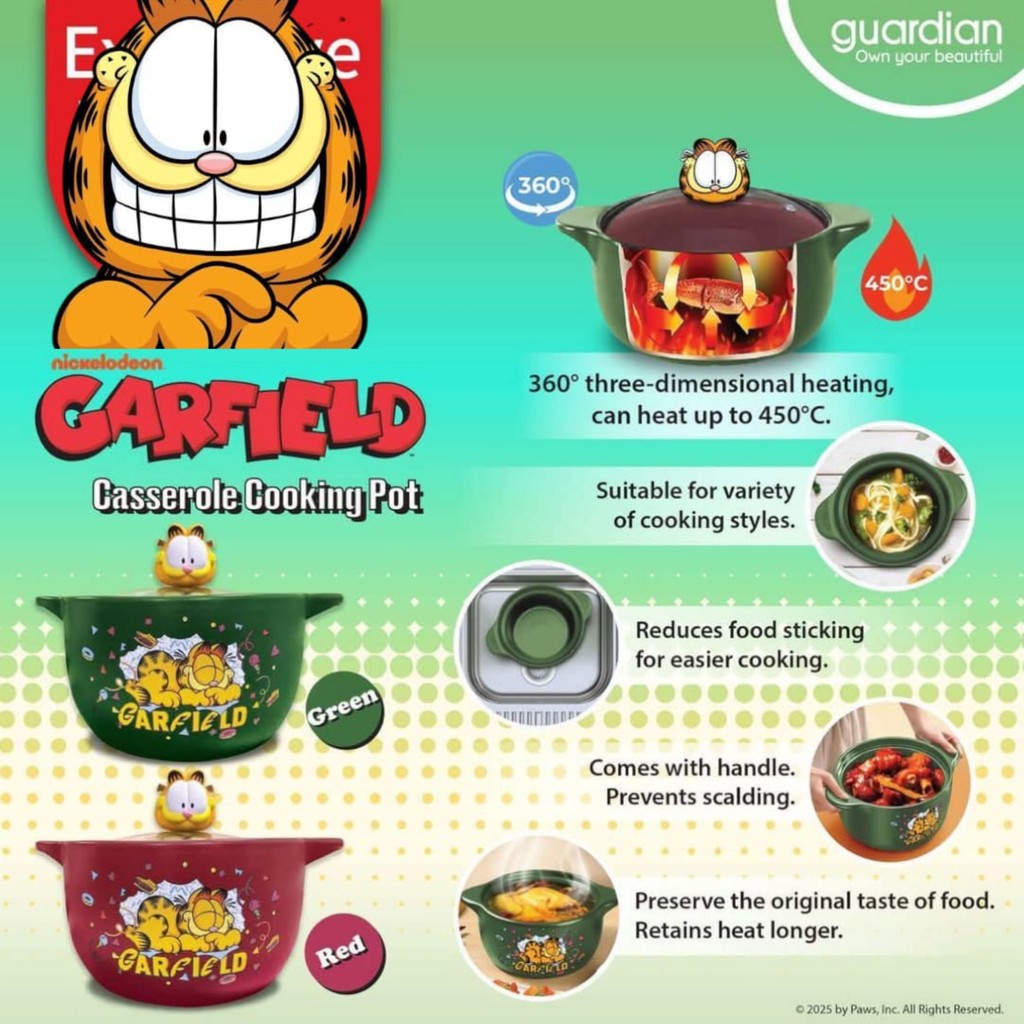 Nickelodeon Garfield Cassrole Cooking Pot 1.5L Green Exclusive By ...