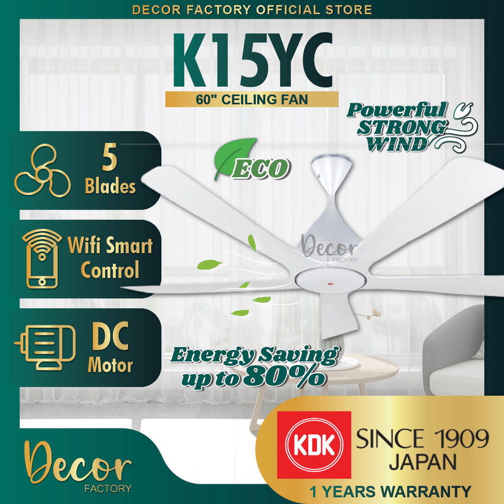 KDK Fan KDK K15YC 60'' 10 Speed Present Control 5 Blades Wifi Smart ...