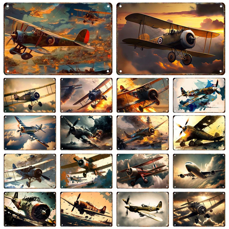 Aviation Fighter Jet Retro Metal Poster Signage Tin Painting Aircraft ...