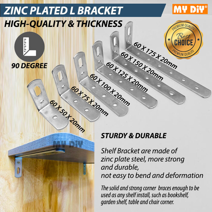 DIY Online4u - 2PCS ZINC PLATED L BRACKET / WALL SHELF / L JOIN / L ...