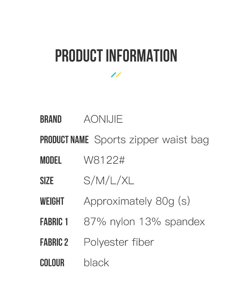 Quick Release AONIJIE W8122 Zipper Running Belt Fit 250ml Hydration ...
