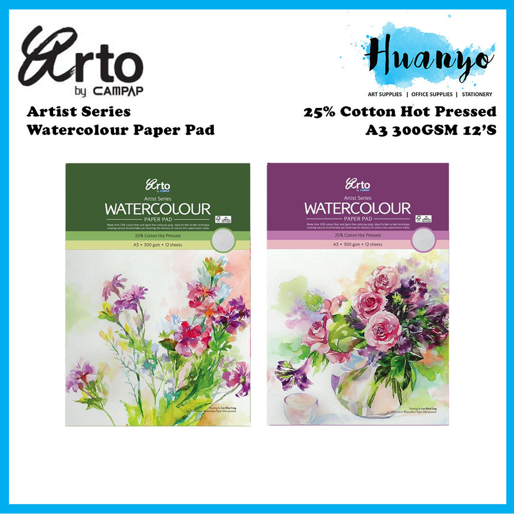 Campap Arto Artist Series A3 Watercolour Paper Pad 25% Cotton Hot ...