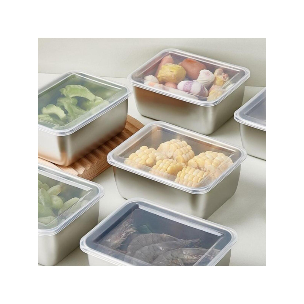 BC Stainless Steel Box Fresh-Keeping Box With Lid Refrigerator Storage ...