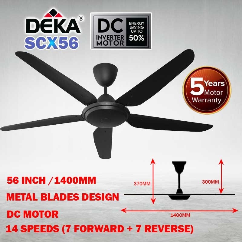 DEKA Ceiling Fan with Remote Control SCX56 DKR56 DX56 Black Kipas ...