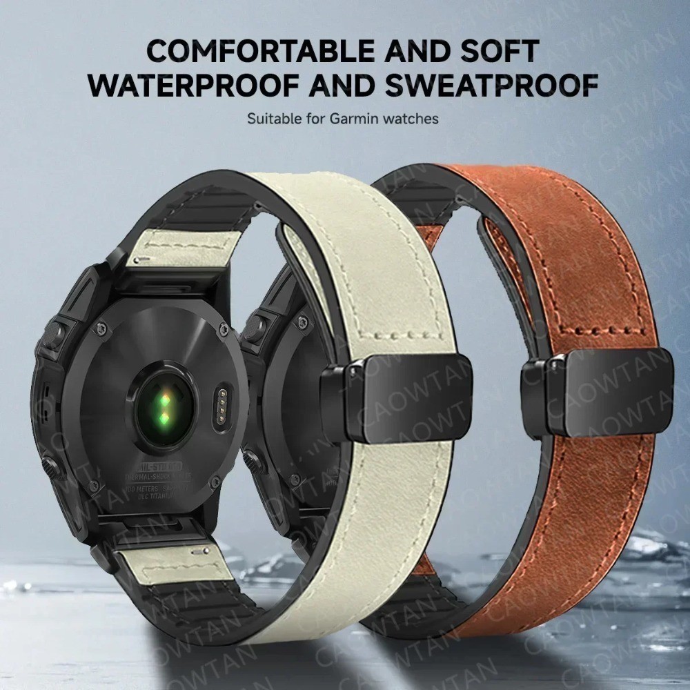 20mm 22mm 26mm Leather Band Frosted Geniune strap For Garmin Fenix 7 7X 5Plus 6XPro Enduro 2 ...