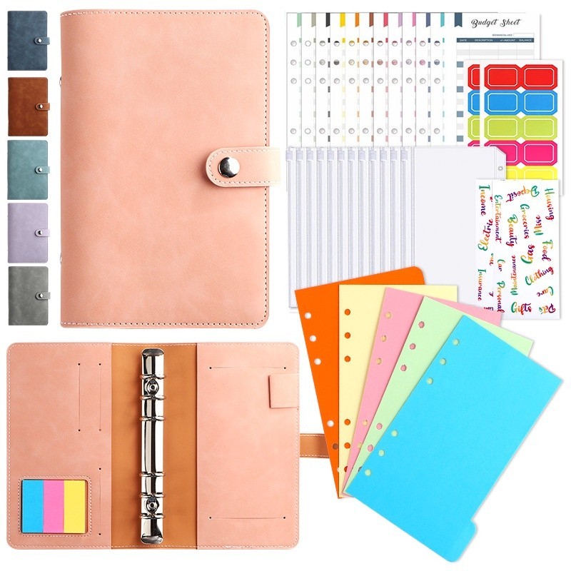 Binder Budget Planning Notebook Set - A6 Binder DIY Planner PU Leather ...