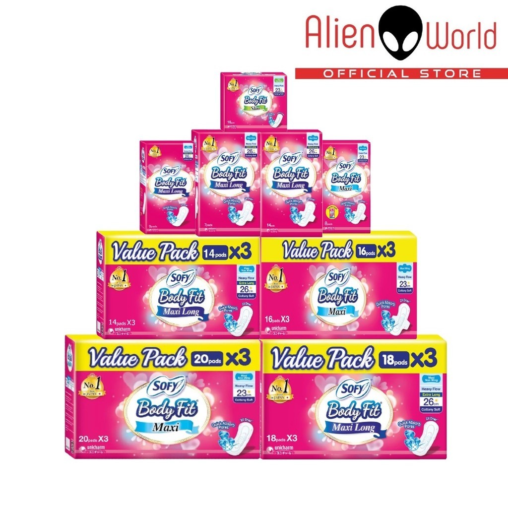 Sofy Body Fit Maxi Long Wing Non Wing Slim Sanitary Pad | Tuala Wanita ...