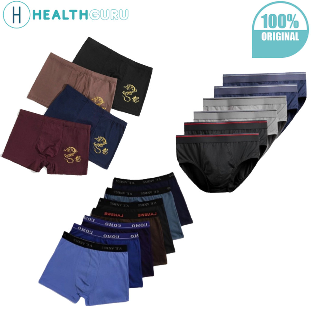 HealthGuru Men Boxers Underwear Pure Cotton Boxer Medium Waist Extra ...